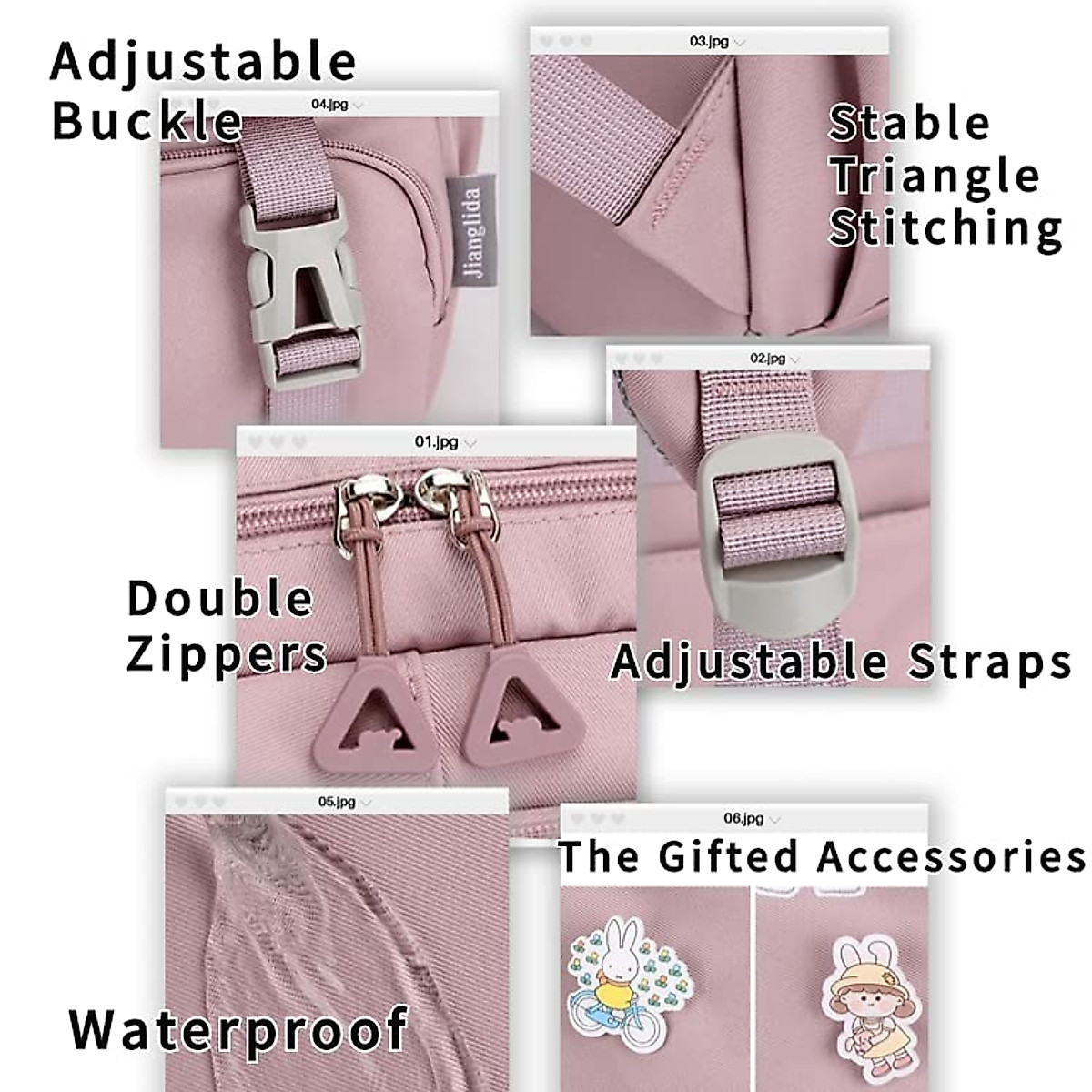 AONUOWE Kawaii Backpack for Girls and Boys Aesthetic Back to School Lovely Accessories Cute Bag in 5 Colors (Purple)