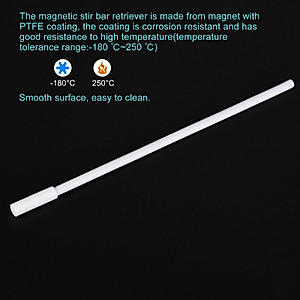 MECCANIXITY Magnetic Stir Bar Retriever 250mm(9.84 inch) Length PTFE Coating White