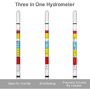 Circrane Triple Scale Hydrometer, Alcohol Hydrometer for Brew Beer, Wine, Mead and Kombucha, ABV, Brix and Gravity Test Kit, Home Brewing Supplies