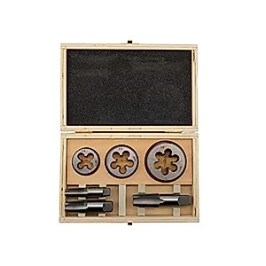 6PC 1/4" 3/8" 1/2" STEEL TAP & DIE TOOL THREADER THREAD KIT PIPE THREADING