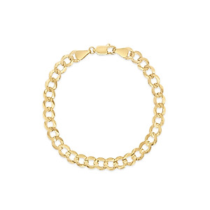 Olive & Chain Solid 10k Gold Curb Link Chain Bracelet for Men/Women, Yellow Gold, Hypoallergenic, Lobster Clasp Closure (6 mm, 8 Inch)