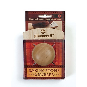 Pizzacraft 4" x 5" Hardwood Handled Pizza Stone Scrubber Brush with Stainless Steel Bristles - PC0206