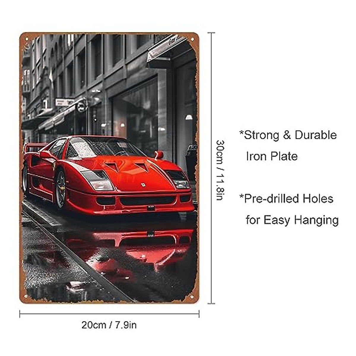 Ferrari F40 Posters Tin Signs Retro Metal Movie Tins for Bar Pub Home Cafes Wall Decor, 8X12 Inch (20X30 CM)