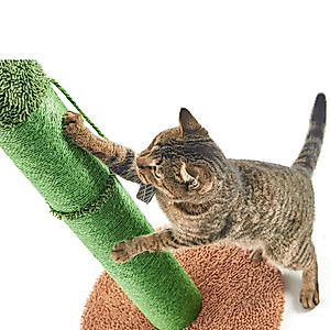 34" Cactus Cat Scratching Post with Dangling Ball for All Cats Large Version Brown