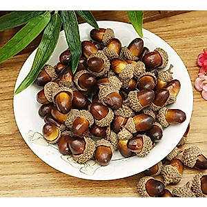 KISEER 100 Pcs Artificial Acorns Bulk Small Fake Lifelike Simulation Acorn with Natural Cap for Crafts, Wedding, Home Vase Filler Decor