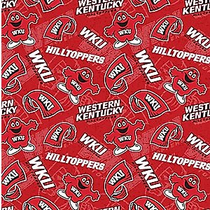 Western Kentucky University Cotton Fabric by Sykel-Licensed WKU Hilltoppers Tone on Tone Cotton Fabric