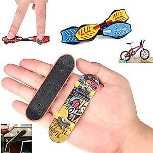 Krealightioo 18PCS Mini Finger Toys Set, Finger Skateboards, Finger Bikes, Mini Scooters and Matched Wheels and Tools Accessories Toys Gifts for Party Favors