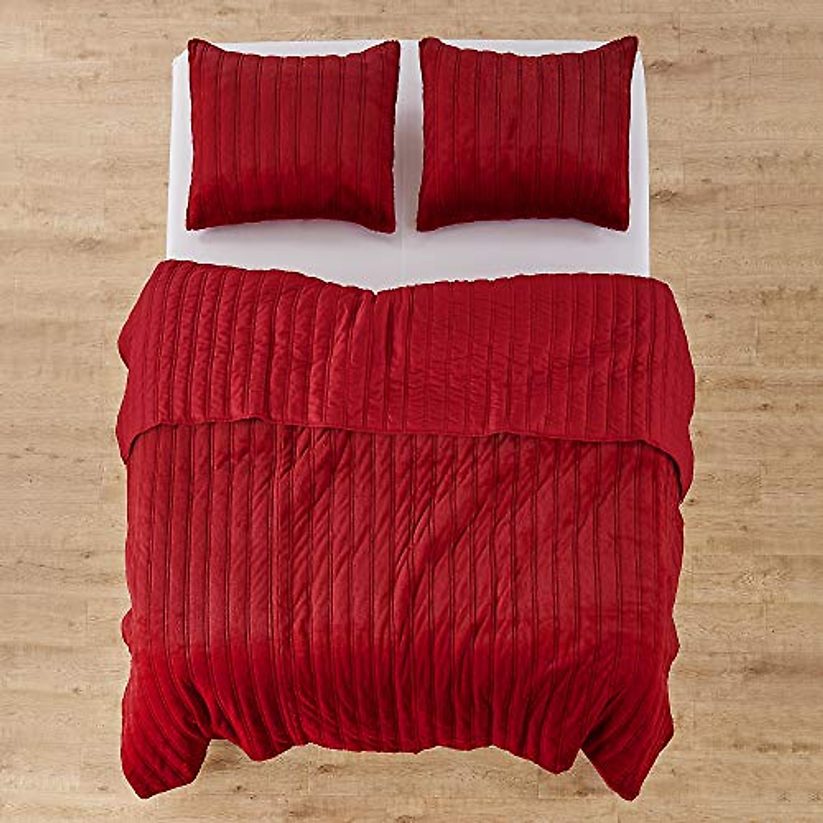 Levtex Home - Faux Fur King Quilt - Red - Quilt (106 x 92 in.) - Polyester Faux Fur