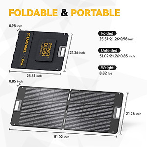 Power Queen 100W Portable Solar Panel for Power Station Generator, IP67 Foldable Solar Panel with MC4, Solar Charger with Adjustable Kickstands