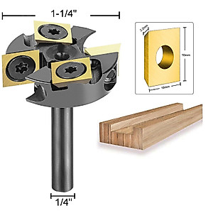 SpeTool Carbide Insert Surfacing Router Bit Spoilboard Planing 1-1/4 inch Cutting Diamter Slab Flattening for Woodworking with ATS Coating