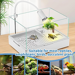 Moonorange Reptile Heat Lamp, 360° Rotatable UVA/UVB Light Lamp with 2 Pack Basking Bulbs (25W + 35W), Suitable for Bearded Dragon, Reptiles, Turtle, Lizard, Snake (White)