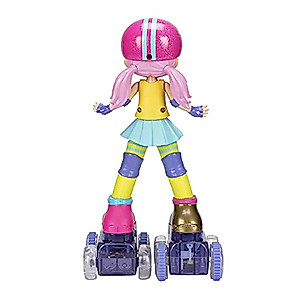 JAKKS Pacific Rock N Rollerskate Doll Rainbow Riley Light Up Remote Control Rollerskating Doll - Plays Music and Skates!, 10" H