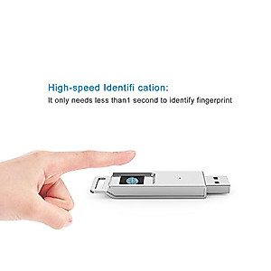 KOOTION 64GB High Speed Recognition Fingerprint Encrypted Flash Drive USB3.0 Drive Memory Stick, Silver