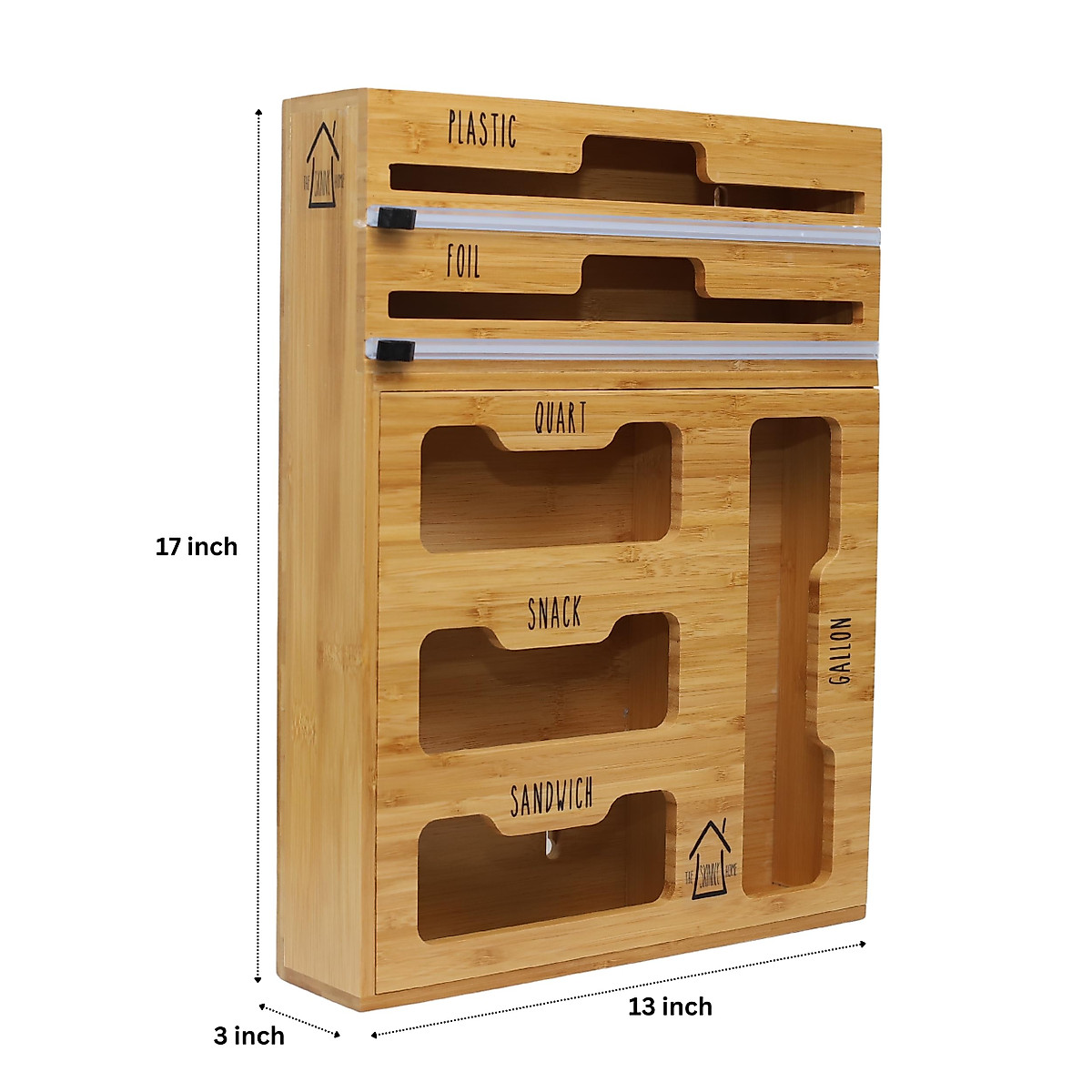 The Skinny Home - Ziploc bag's, plastic and foil dispenser; gallon, quart, sandwich and snack bags & 12" rolls. The perfect pantry solution for organized kitchen storage!