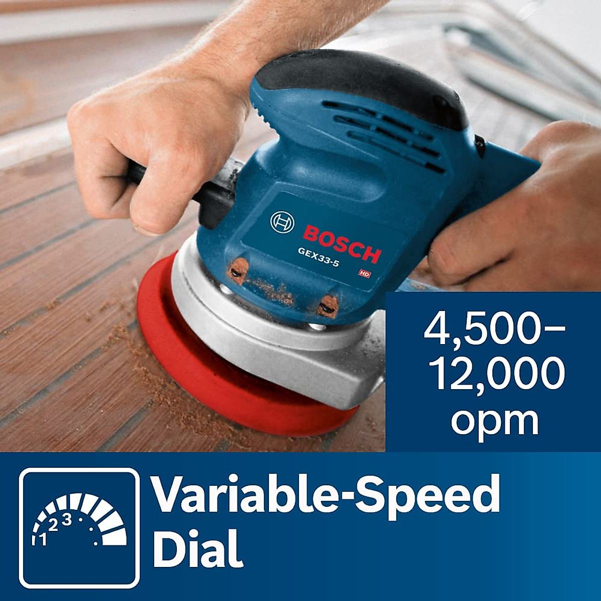 BOSCH GEX33-5N 5 In. Multi-Hole Random Orbit Sander/Polisher