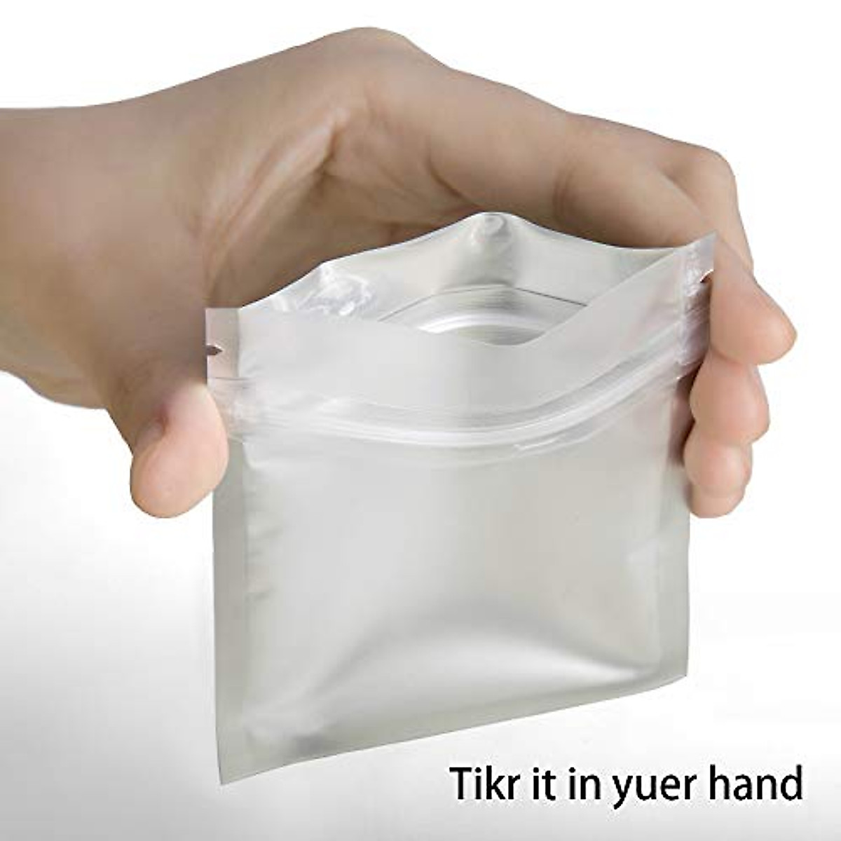 FTREGON Mylar Bags 100 Pack Smell Proof Bags In Food Container Sets- 3*4 Inch Foil Bag with Clear Window Flat Ziplock Bag (Matte Black, 3*4 Inch)