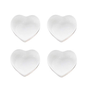 Ceramic Heart Shape Sauce Dish,Multipurpose Mini Seasoning Dishes Sushi Dipping Bowl Appetizer Plates Serving Dish Saucers Bowl Love Wedding Gift (Set of 4) (White)