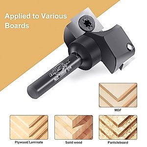 BINSTAK CNC Spoilboard Surfacing Router Bit, 1/4" Shank 1-1/4" Cutting Diameter, Carbide Insert Slab Flattening Router Bits Planing Bit