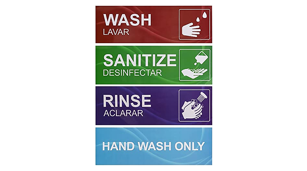 Worcest Wash Rinse Sanitize Sink Labels - 4 Pack
