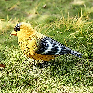 American Goldfinch Metal Garden Bird, Yard Sculpture Art- Large Realistic Standing Gold Finch Bird - Outdoor Fall, Winter, Spring, Summer Decoration- Decor - Perfect and Sympathy Gifts