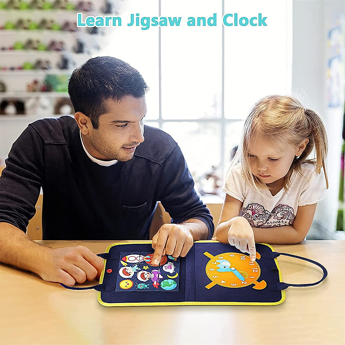 QIFUN Busy Board Toddlers, Montessori Toys for 1 2 3 Year Old, Sensory Toys for Toddlers 1-3, Travel Toy for Kids 1-4 Years Old Educational Learning Toys for Babies Develop Basic Skills