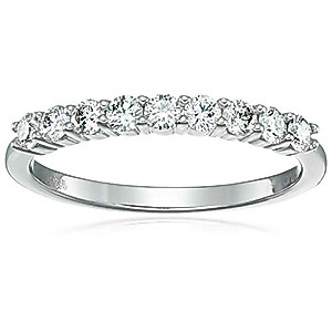 VIR JEWELS 1/2 carat (ctw) Diamond Wedding Anniversary Band for Women, Round Diamond Engagement Ring 14K White Gold 9 Stones Prong Set 0.50 cttw, Size 9