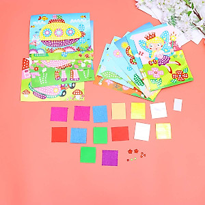 NUOBESTY EVA Diamonds Mosaic Sticker Art Kits for Kids, DIY Handmade Art Crafts Sticker for Kids, 12 Pieces