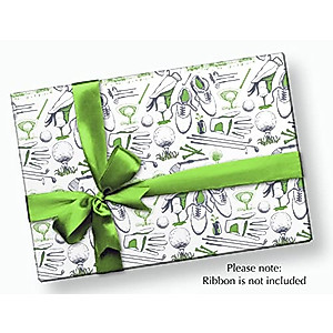 Stesha Party Golf Wrapping Paper Men Golfing Gift Wrap - Folded Flat 30 x 20 Inch - 3 Sheets