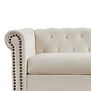 EMKK Chesterfield Sofa, Classic Tufted Upholstered Couch, Modern 3 Seater Loveseat Long Settee Furniture with Rolled Arms and Nailhead,Back and Legs for Living Room Office, Apartment