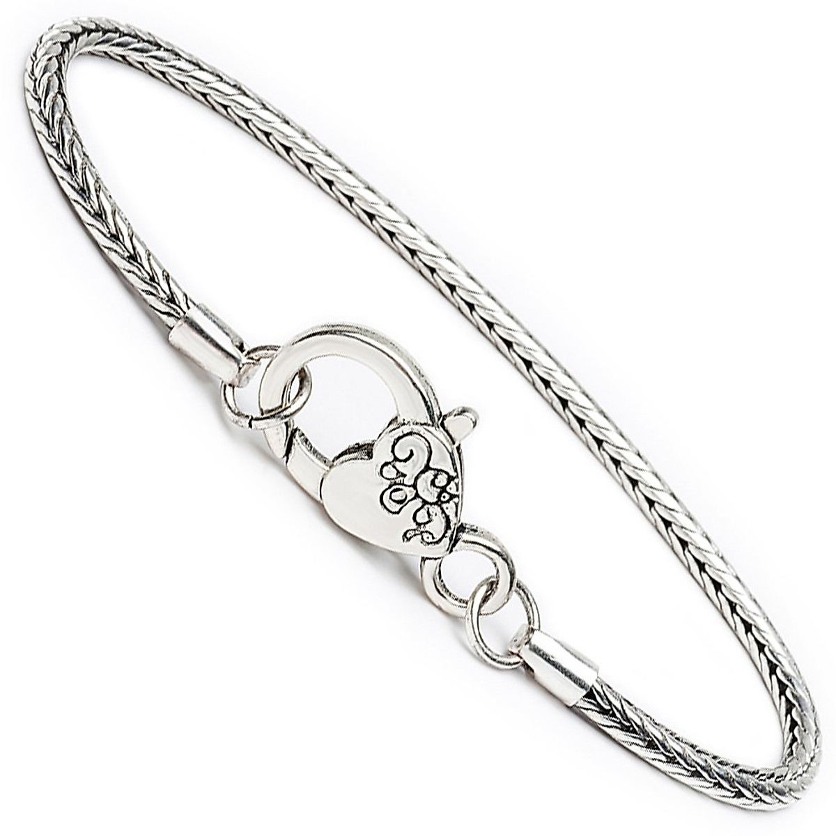 RUBYCA 20pcs 20cm Snake Chain 18KGP Silver Plated Charm Bracelet European Bead Lobster Heart Clasp