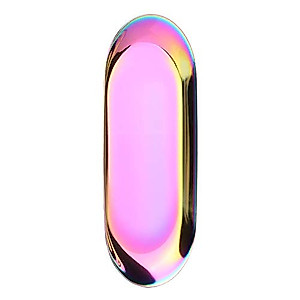 Storage Tray-Nordic Style Stainless Cosmetics Jewelry Cake Plate for Office Desks(L-Rainbow)