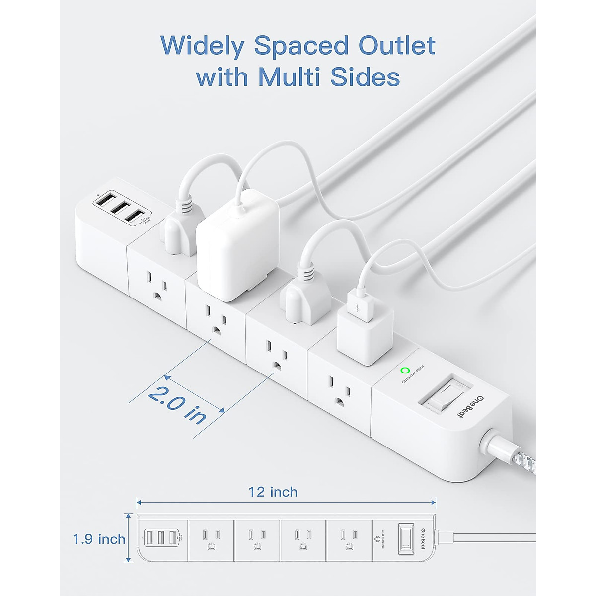 Outlet Extender with Night Light and Surge Protector with USB Bundle