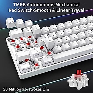 DIERYA 60% Mechanical Keyboard, DK61se Wired Gaming Keyboard with Red Switches, LED Backlit Ultra-Compact 61 Keys Mini Office Keyboard for Windows Laptop PC Gamer Typist（White）