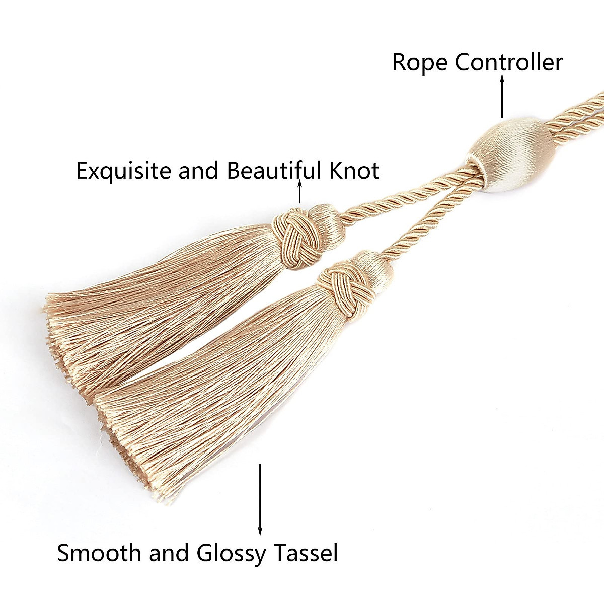 HedongHexi Curtain Tiebacks with Tassel,Modern Rope Window Curtain Ties Backs for Draperies, Outdoor Elegant Decorative Curtain Holdbacks