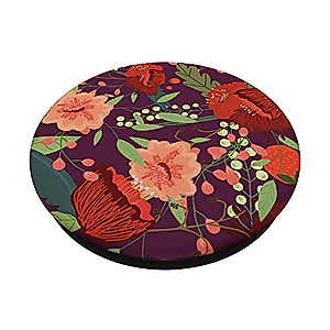 Cute Colorful Pink & Red Garden Botanical Floral Pattern PopSockets PopGrip: Swappable Grip for Phones & Tablets