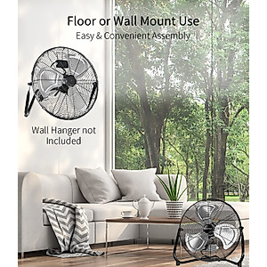 BEESTAR 20 Inch Floor Fan,High Velocity Fan with 3-Speeds&Adjustable Tilting Head,Heavy Duty Metal Industrial Fan for Shop, Garage,Commercial, Residential, and Greenhouse,Black (20 INCH)