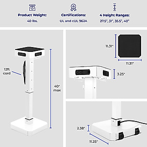 Stand Steady PowerPro Rolling Charging Station - Charging Tower with 8 USB Ports & 8 AC Outlets, Portable Power for Multiple Devices | Ideal for Schools, Businesses, Events