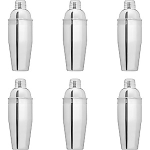 Stainless Steel Shakers 23.3 oz. Set of 6, Bulk Pack - Bartender Kit, Perfect for Martini, Cocktails, Other Beverages - Stainless Steel