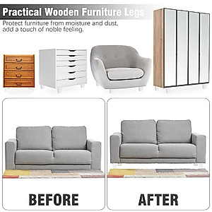 TURSTIN Set of 8 Wood Furniture Legs 3 Inch Square Solid Wood Sofa Legs Natural Wooden Couch Legs Replacement Legs for Furniture Armchair Bed Dresser Cabinet or DIY Projects, White