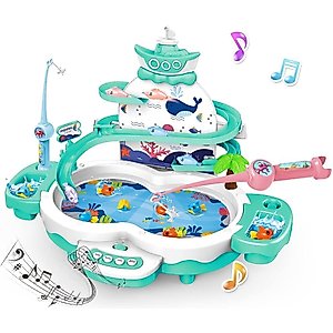 Eapura Fish Game| 3in1 Fishing Game Toys for Kids,34 PCS Fish Games Toys for Kids,Story-Toddler Preschool Learning Toys STEM Toys