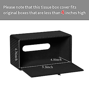 MEIBOOCH Tissue Box Cover Stylish PU Leather Rectangular Tissue Box Holder with Magnetic Bottom Cover for Bathroom Bedroom or Office (Black Stria)