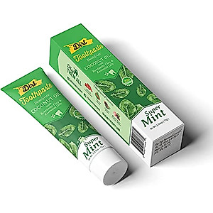 The Dirt Gluten & Fluoride Free Coconut Oil Toothpaste - Vital Toothpaste Botanically Sweetened, No Artificial Flavors or Colors | Super Mint, 10 Week Supply