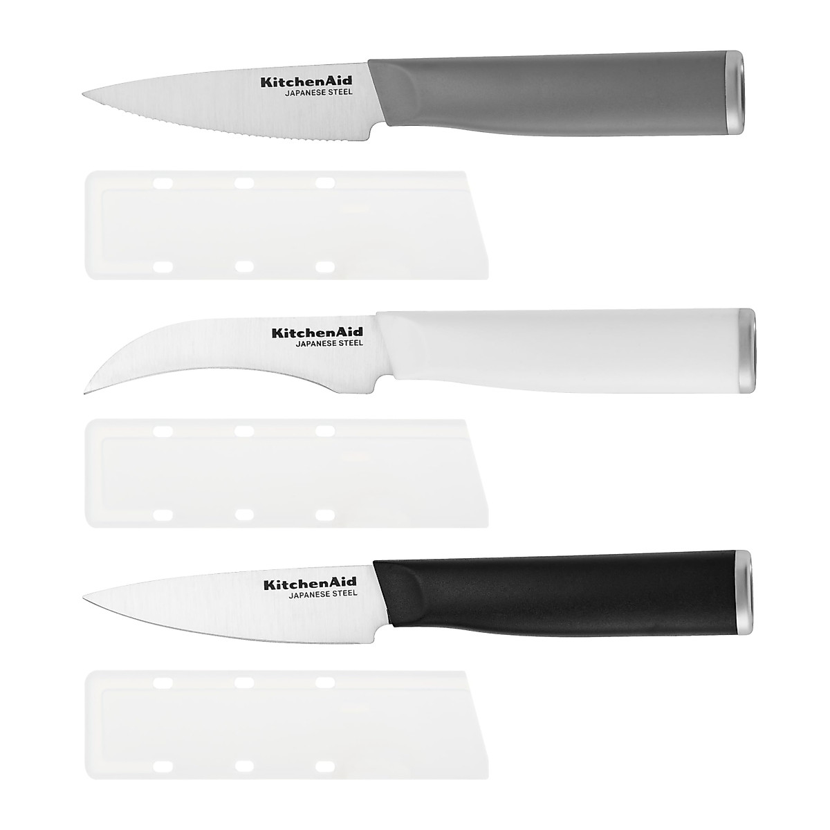 KitchenAid Paring Knife Set, High Carbon Stainless Steel Kitchen Knife Set, Razor-Sharp Blades, 3 Piece, Multicolor