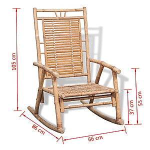 CUSON Rocking Chair Outdoor | Porch Rocker | Patio Rocker Chairs for Garden, Deck, Balcony, Backyard | Bamboo 26" x 33.9" x 41.3"