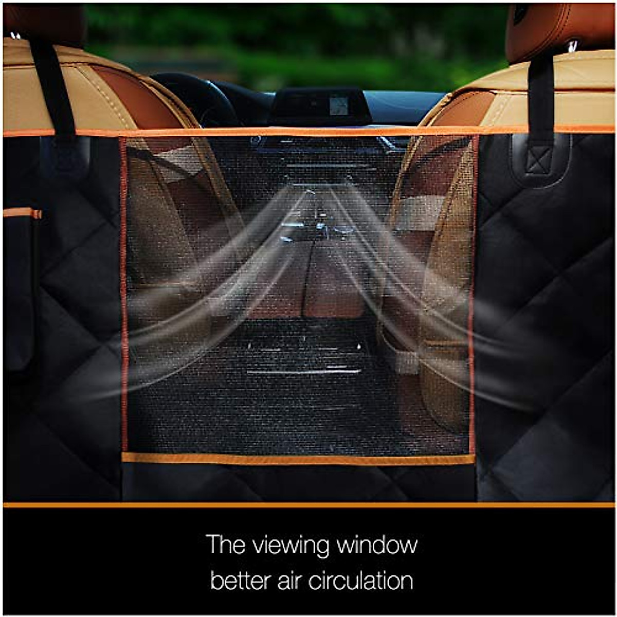 iBuddy Dog Car Seat Covers for Back Seat of Cars/Trucks/SUV, Waterproof Dog Car Hammock with Mesh Window, Side Flaps and Dog Seat Belt, Durable Anti-Scratch Nonslip Machine Washable Pet Car Seat Cover