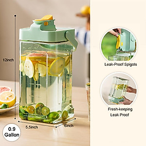 0.9 Gallon Drink Dispenser with Spigot,100% Leakproof,Sealed and Filter screen,Milk,Lemonade Dispenser,Juice Containers With Lids For Fridge and Dairly Use,Beverage Liquid Drink Container for Party