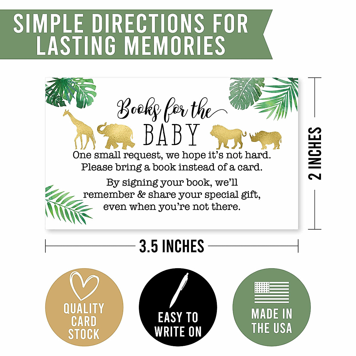 25 Book Request Baby Shower Guest Book Alternative - Safari Baby Shower Invitation Inserts, Books For Baby Shower Request Cards, Bring A Book Instead Of A Card, Baby Shower Book Request