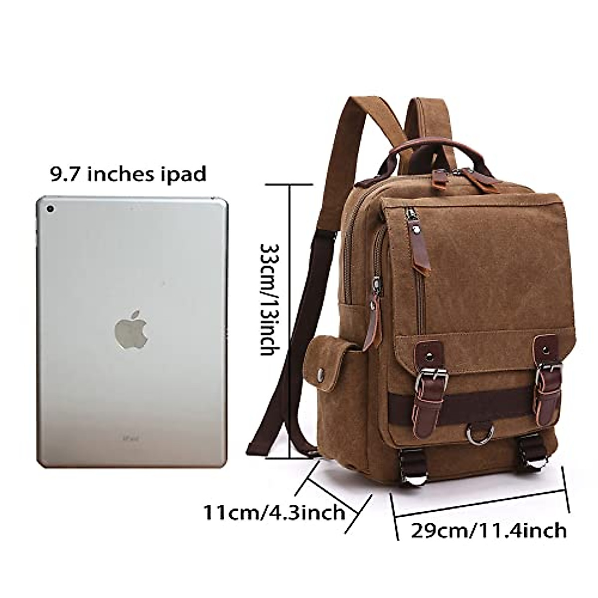 FASNAHOK Canvas Backpack for Women Travel Back Pack Multifunctional Shoulder Bag Vintage Rucksack School Bag Daypack