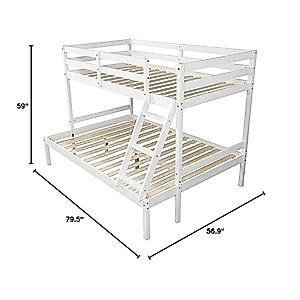 Twin Over Full Bunk Bed with Ladder & Safety Guard Rails,Solid Wood Bunk Beds for Dorm,Bedroom,Guest Room, Can Be Separated Into Twin/Full Size Bed