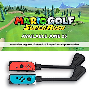 Nargos Golf Culb for Nintendo Switch Joy-Con Controller, Sports Game Accessories for Mario Golf-Super Rush - 2 Pack (Black)